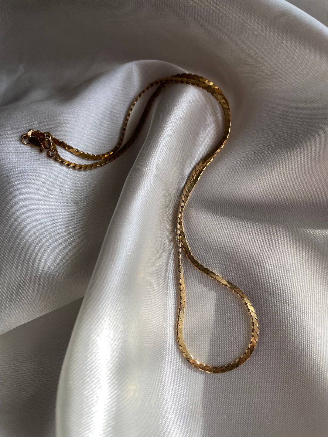 Vintage Gold Tone Cobra Chain Necklace, Retro Costume Jewelry - Etsy