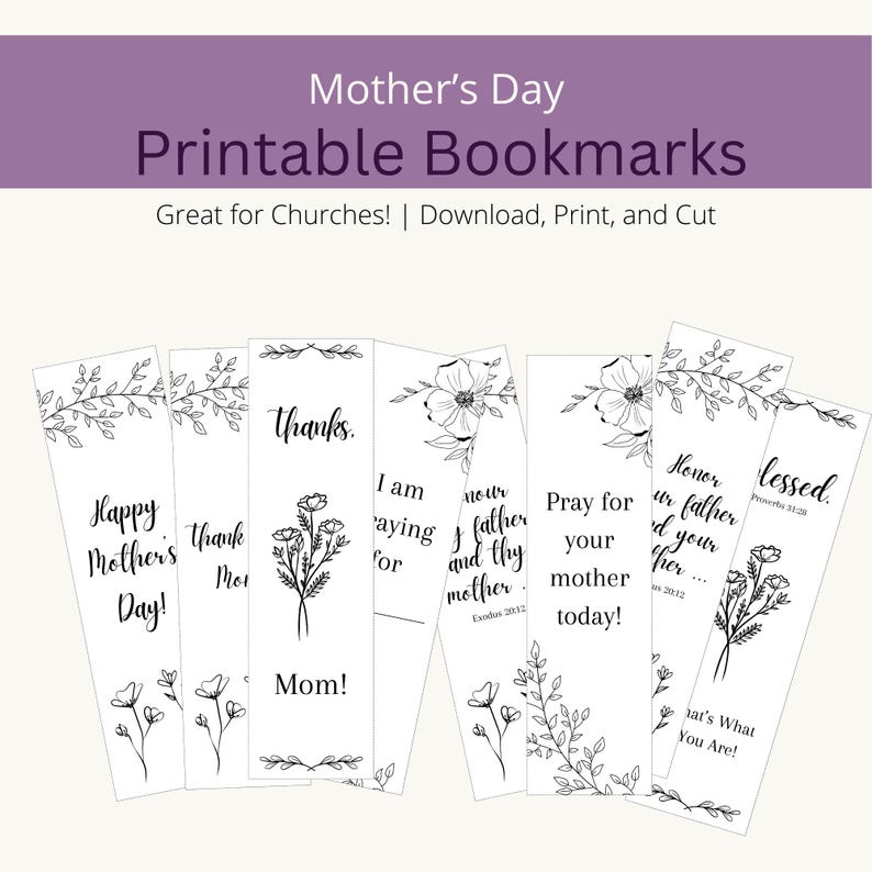 Printable Mother's Day Bookmarks | Christian Bookmarks for Mother's Day ...