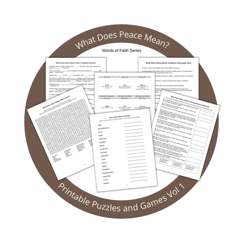 Printable Bible Games Set | Peace Puzzles and Games Vol 1 | What Does ...