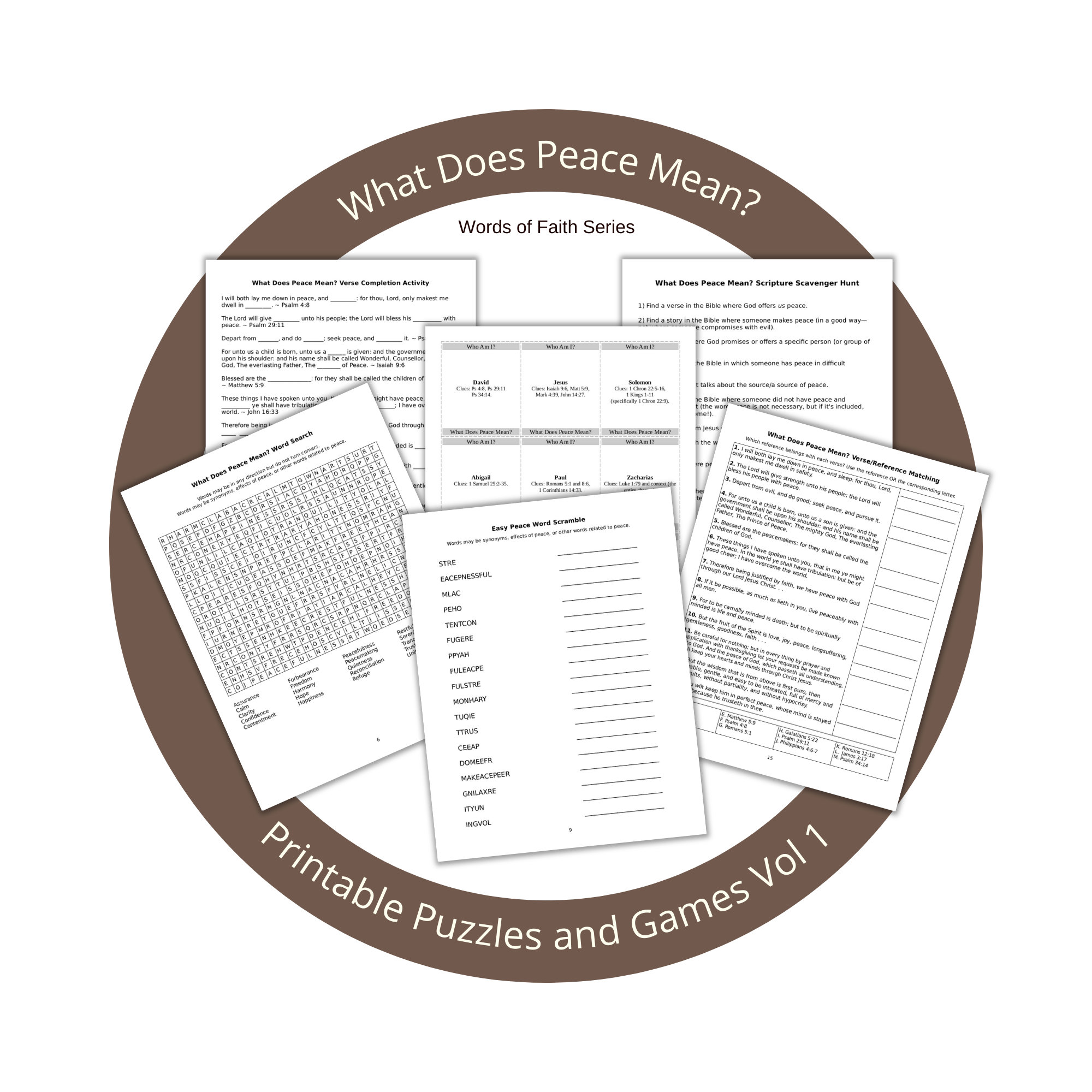 Printable Bible Games Set | Peace Puzzles and Games Vol 1 | What Does ...