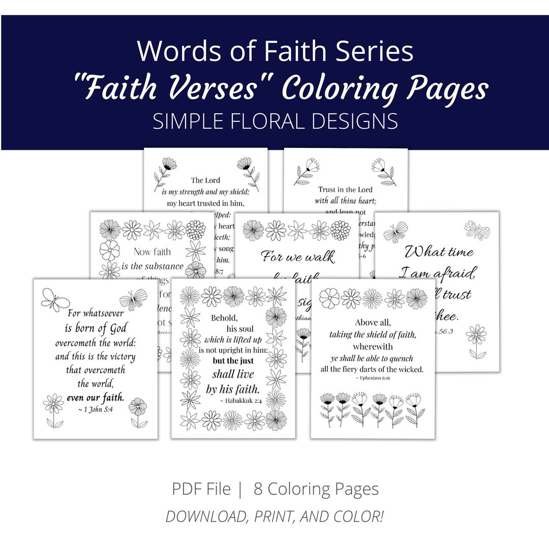 Bible Verse Coloring Pages | Faith Verses Set 1 | Simple Floral |what ...