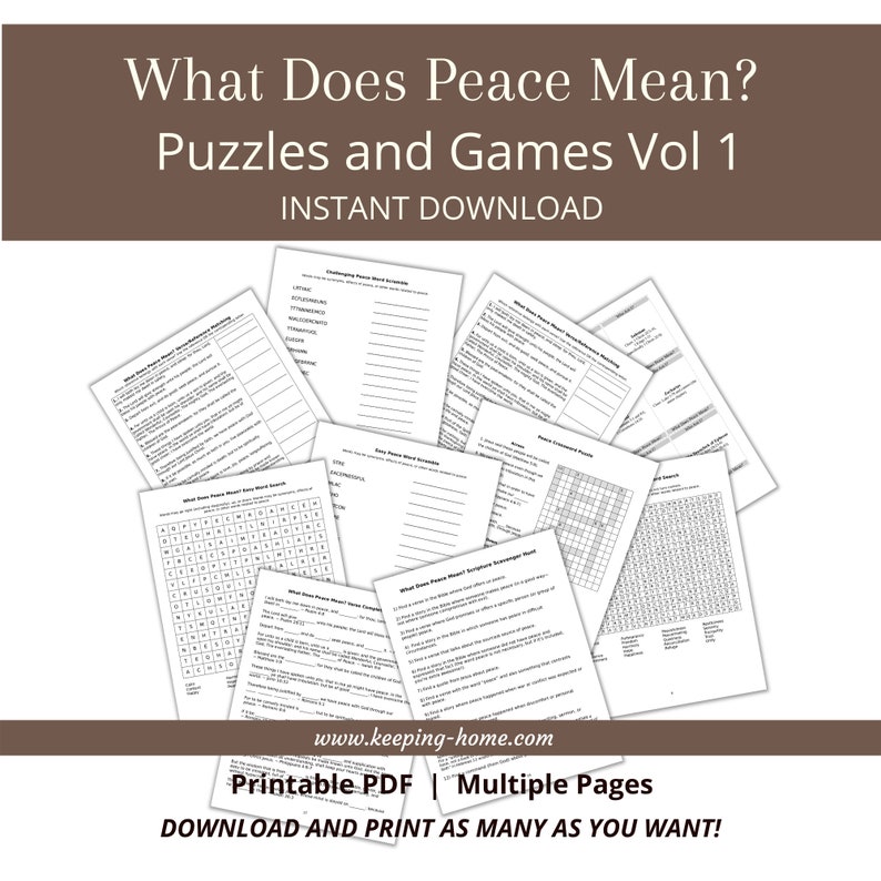 Printable Bible Games Set | Peace Puzzles and Games Vol 1 | What Does ...