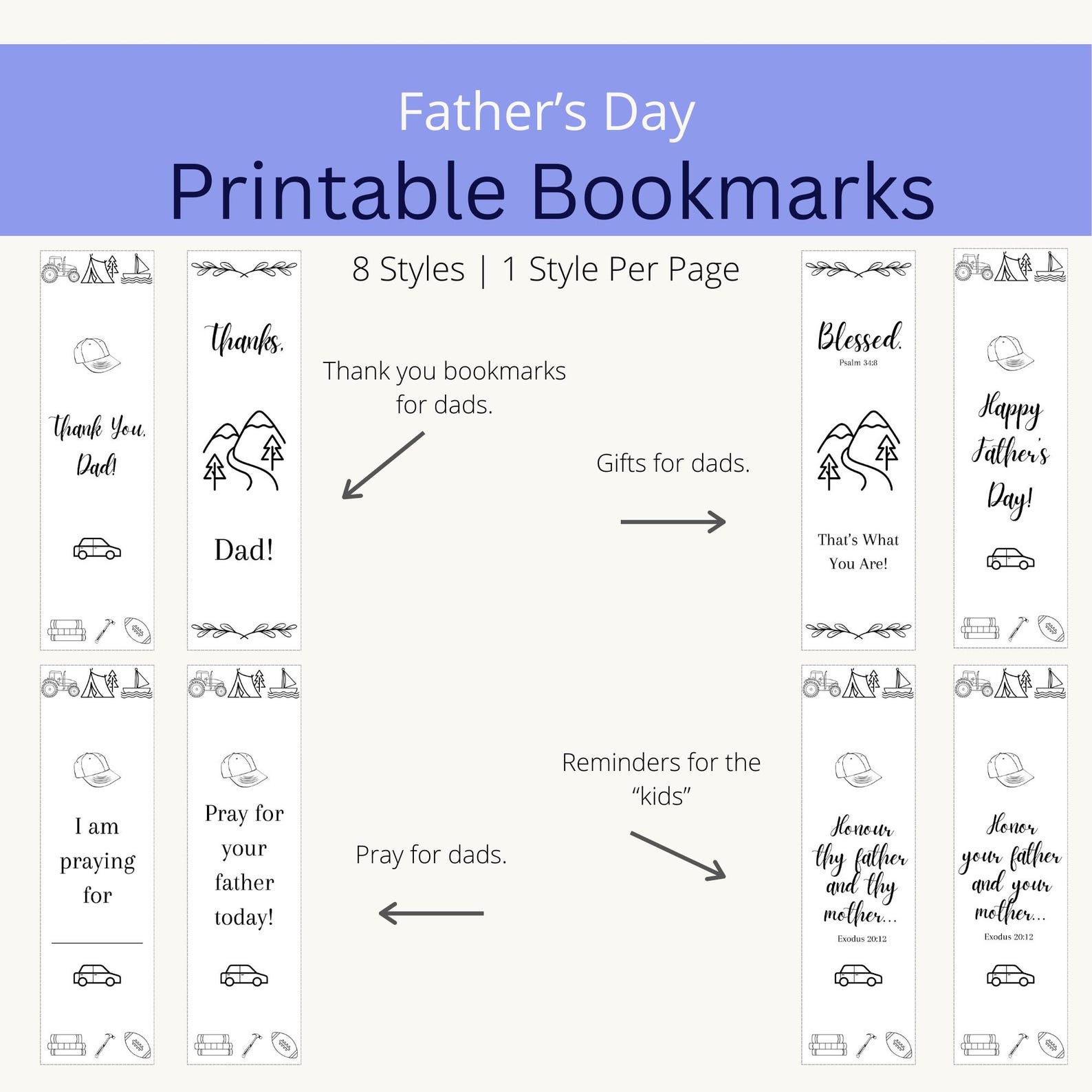 Printable Father's Day Bookmarks | Christian Bookmarks for Father's Day ...