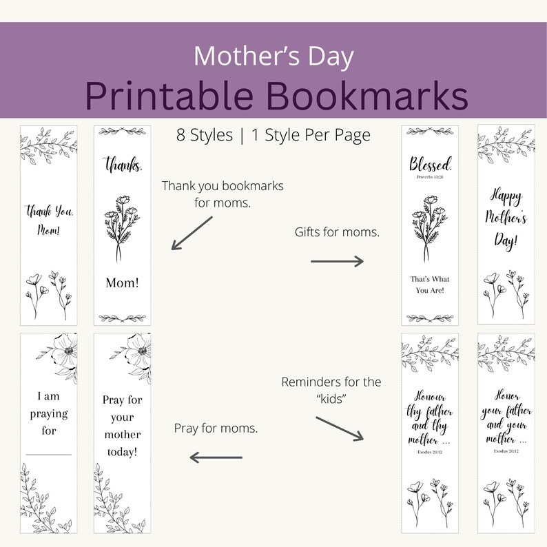 Printable Mother's Day Bookmarks | Christian Bookmarks for Mother's Day ...