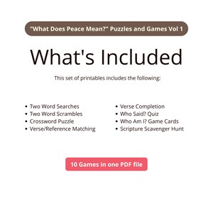 Printable Bible Games Set | Peace Puzzles and Games Vol 1 | What Does ...