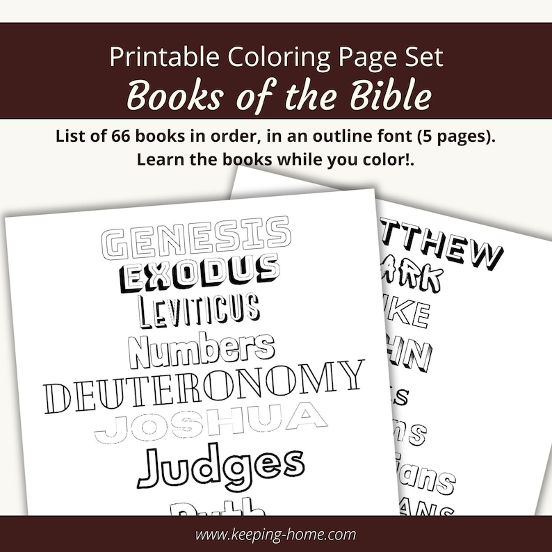 Simple Books of the Bible Coloring Pages | Color the 66 Books of the ...