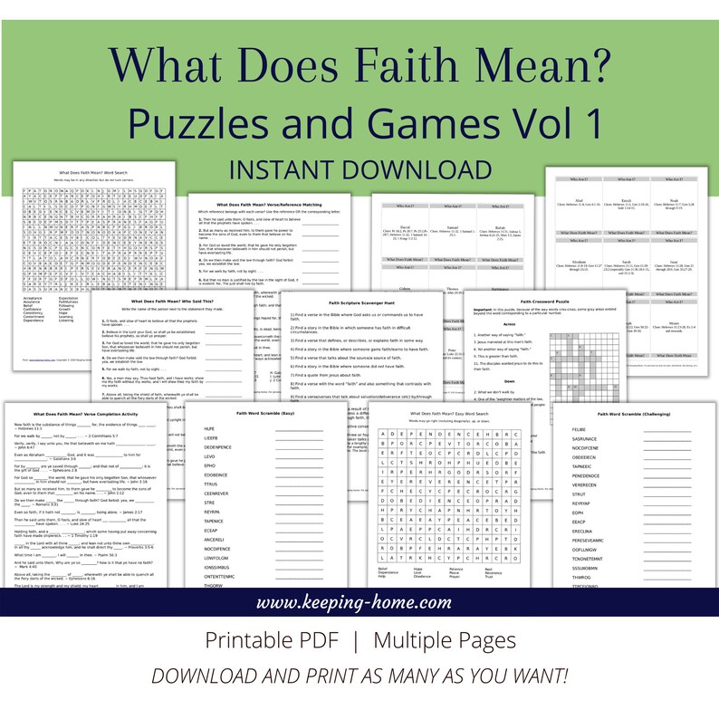 Printable Bible Games Set | Faith Puzzles and Games Vol 1 | What Does ...