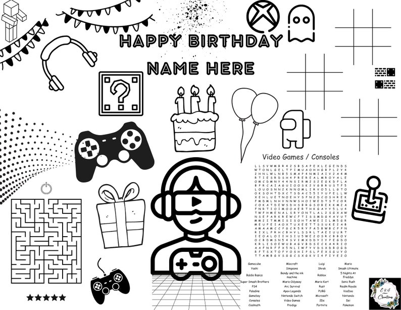 Fully Customizable Printable Colorable Birthday Placemat - Etsy