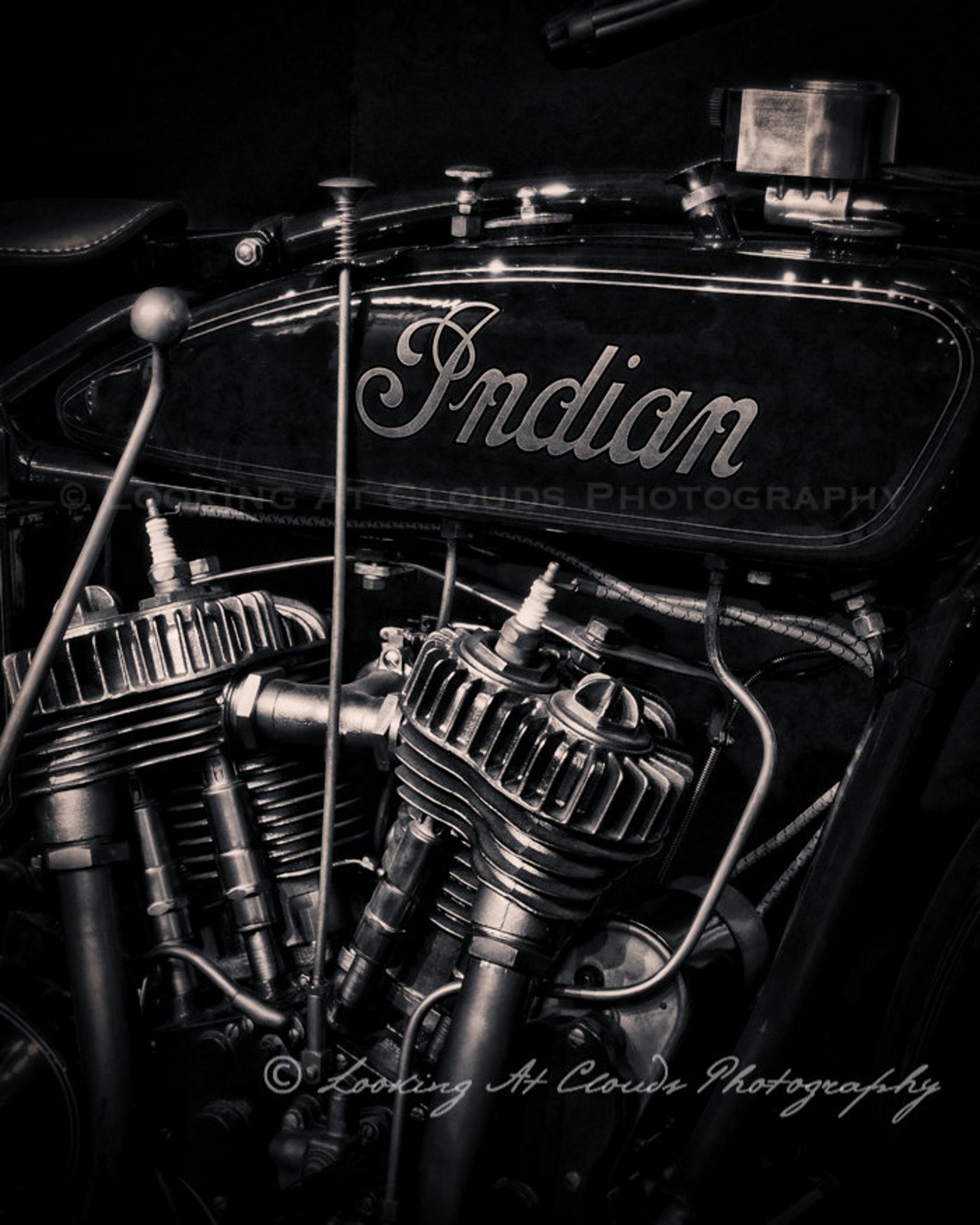 Indian Motorcycle Engine Detail, Vintage Motorcycle Art Photo, V-twin ...