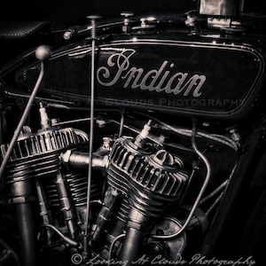 Indian Motorcycle Engine Detail, Vintage Motorcycle Art Photo, V-twin ...
