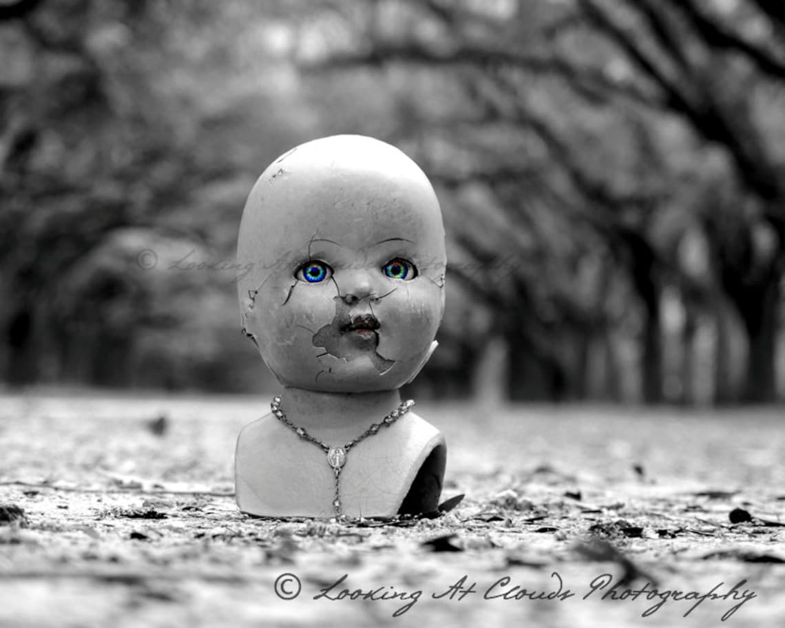 Creepy Doll Eyes, Broken Doll Head With Luminous Eyes, Not so Creepy ...