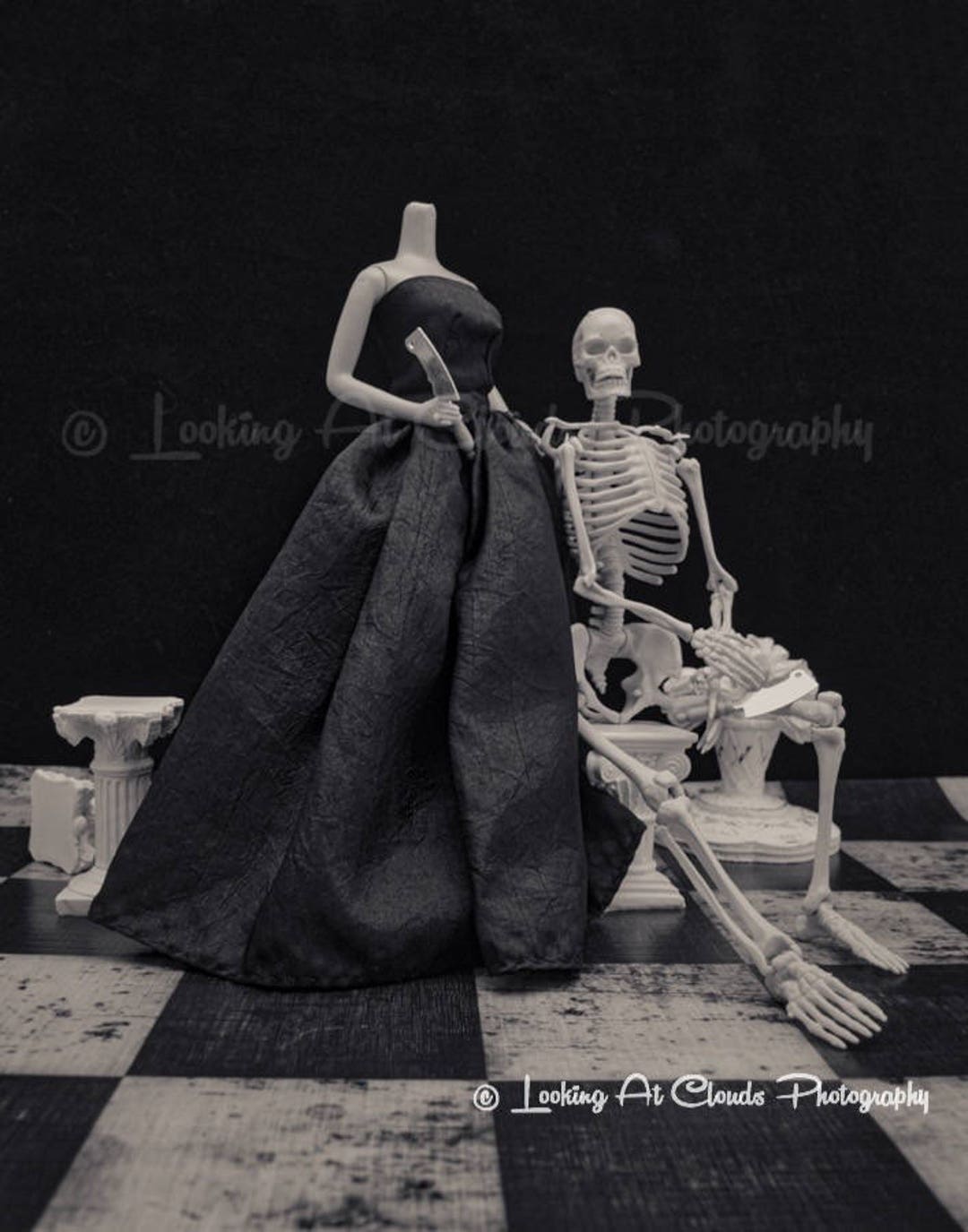 Skeleton and Barbie Photo, Headless Scary Doll Art, Halloween, Macabre ...