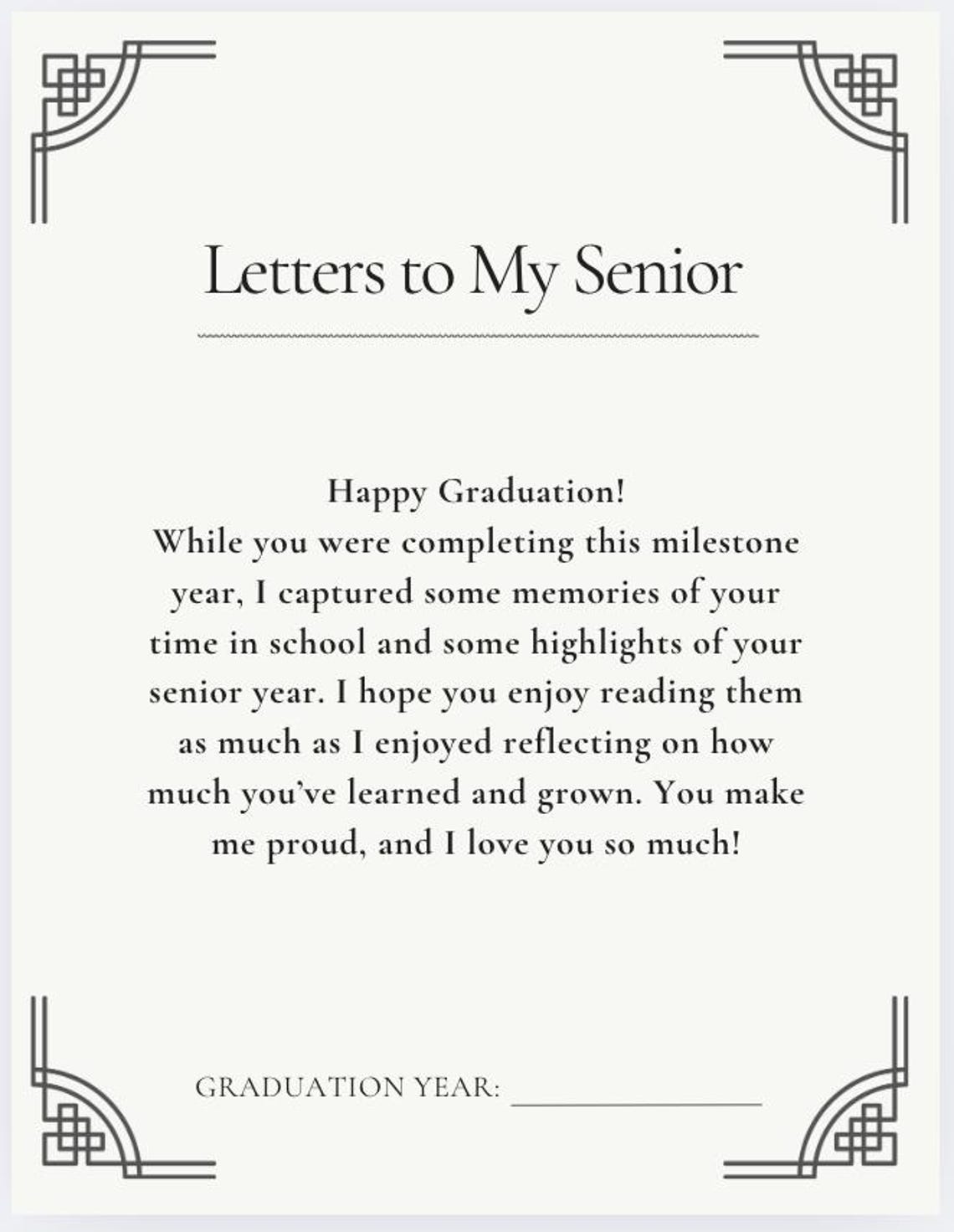 Senior Year Journal Prompts From Mom| 15-page Printable for Parents to ...