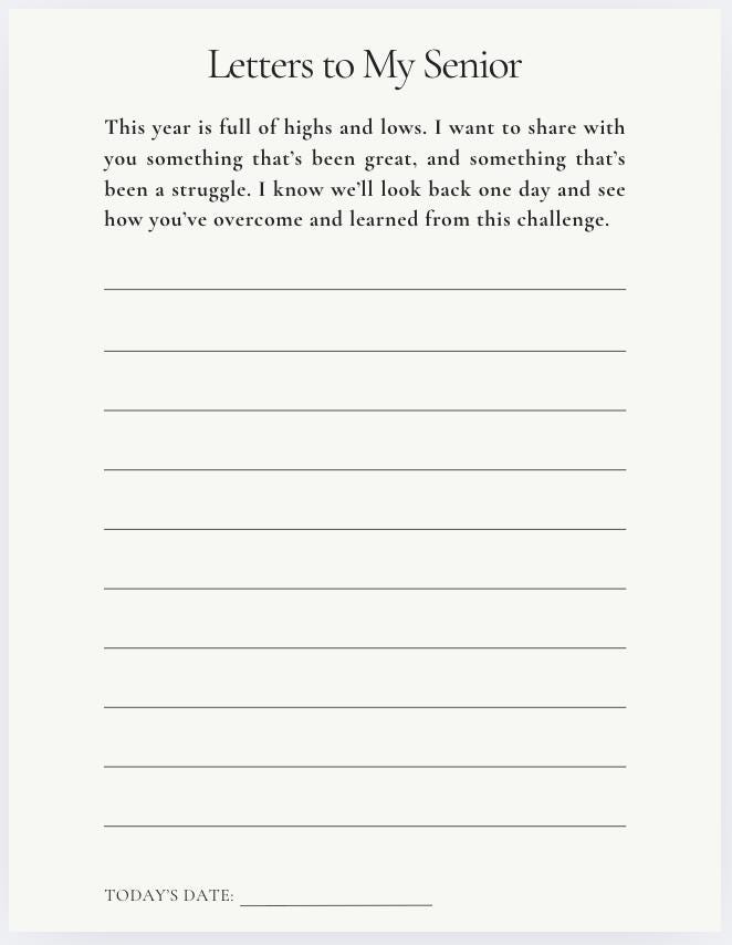 Senior Year Journal Prompts From Mom| 15-page Printable for Parents to ...