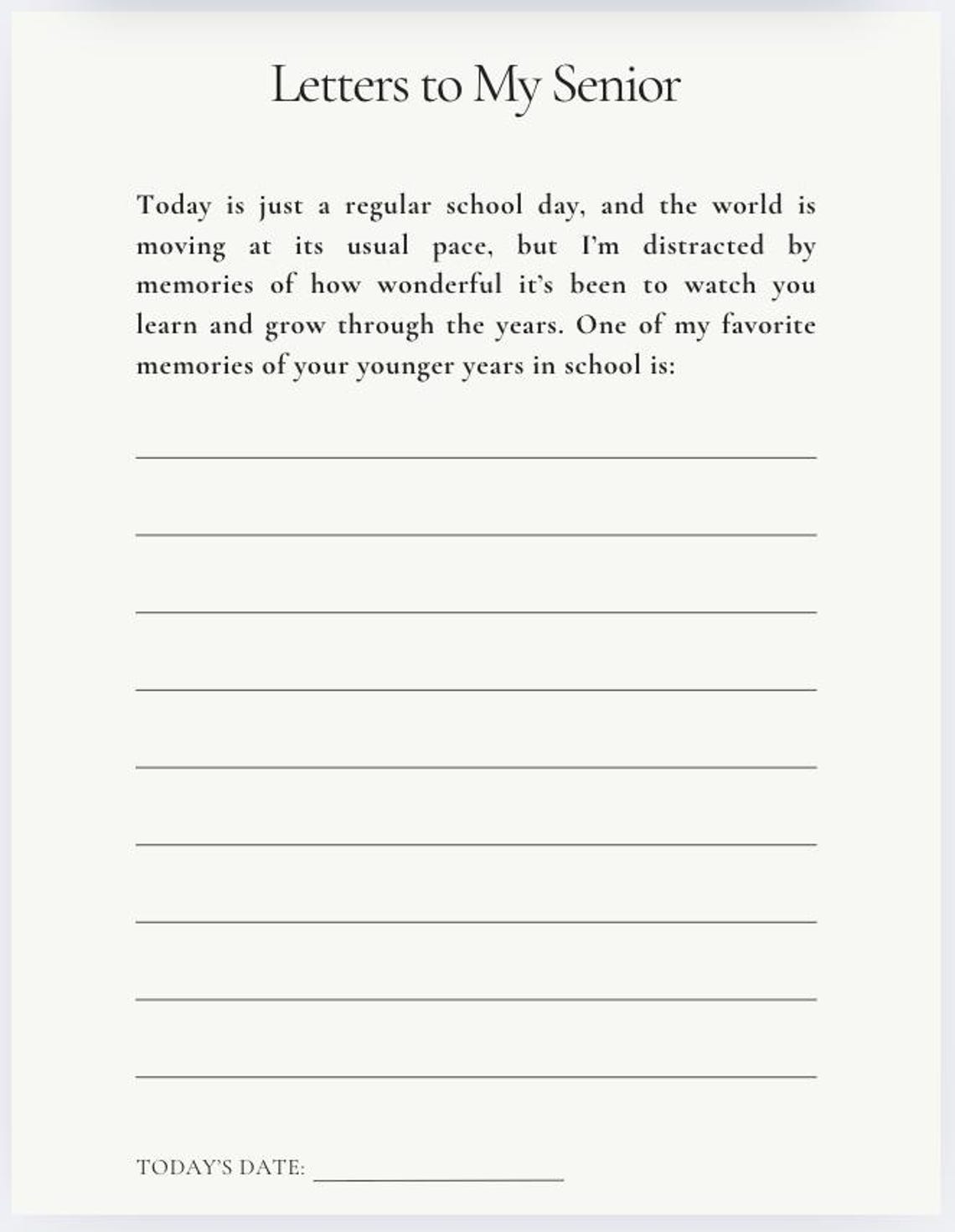 Senior Year Journal Prompts From Mom| 15-page Printable for Parents to ...