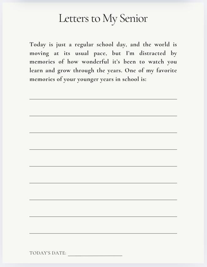 Senior Year Journal Prompts From Mom| 15-page Printable for Parents to ...