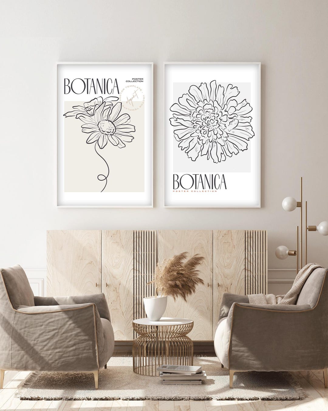 Bitanical Minimalism Modern Wall Art, Decor for Home - Etsy
