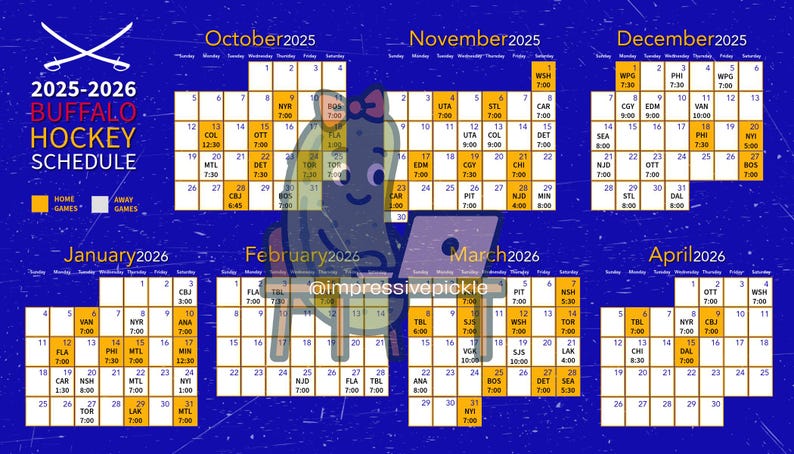 2025-2026 Buffalo Sabres Hockey Schedule - Etsy