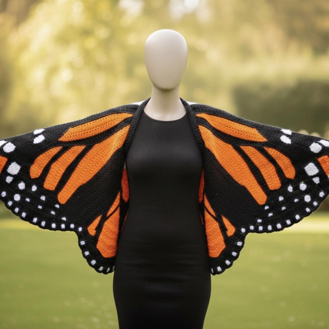 Monarch Butterfly Cardigan Crochet Pattern | Oversized Wing Sweater ...