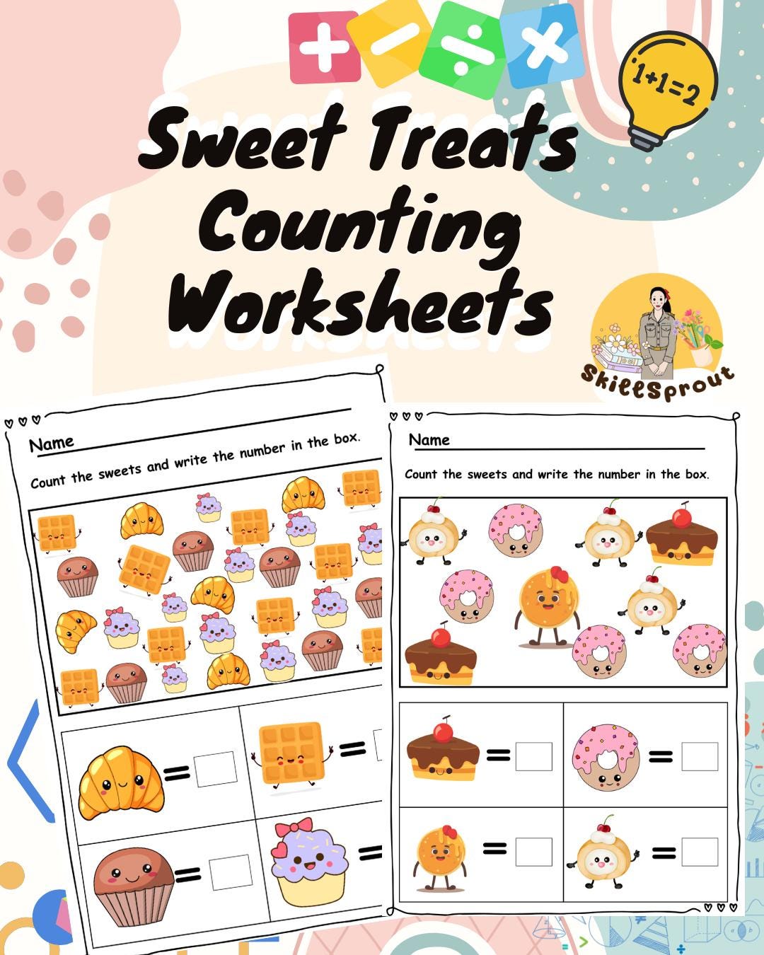 Sweet Treats Counting Worksheets 1-10number Practice for Kids Fun Math ...