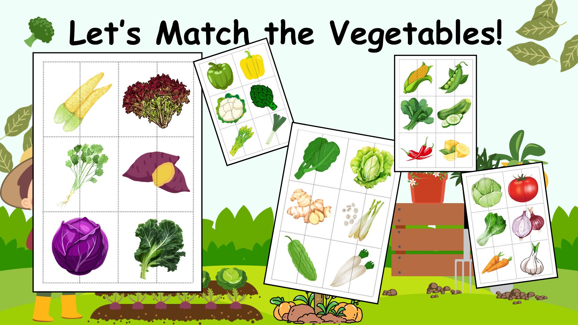 36 – Piece Vegetable Matching Game for Kids, Preschool Toddler ...