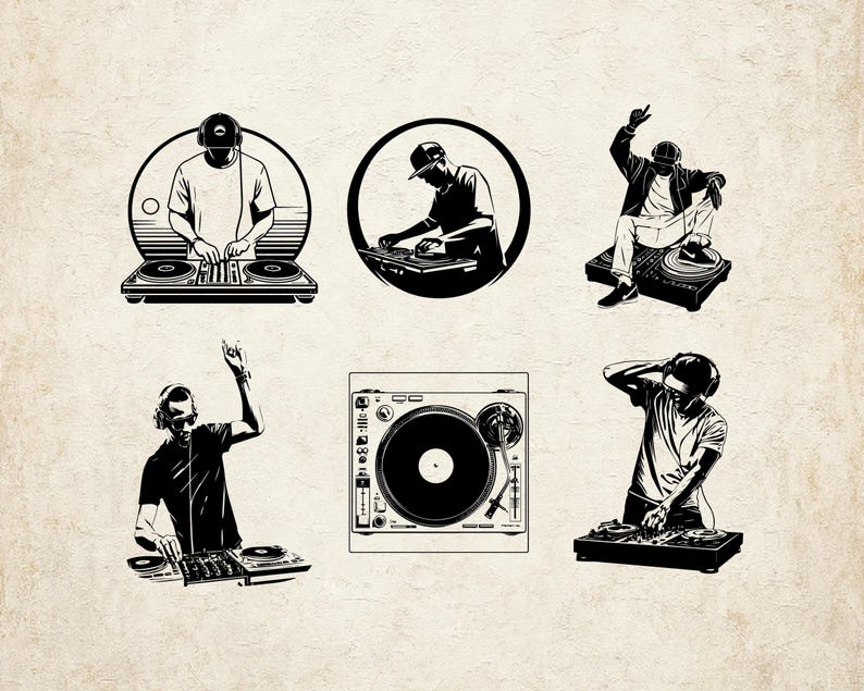 DJ Mixer SVG Clipart: Turntable Silhouette Vector (digital Design) - Etsy