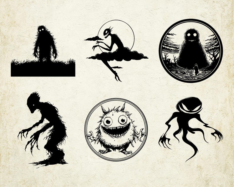 Creepy Monster SVG PNG Bundle: Spooky Halloween Cut Files (digital ...
