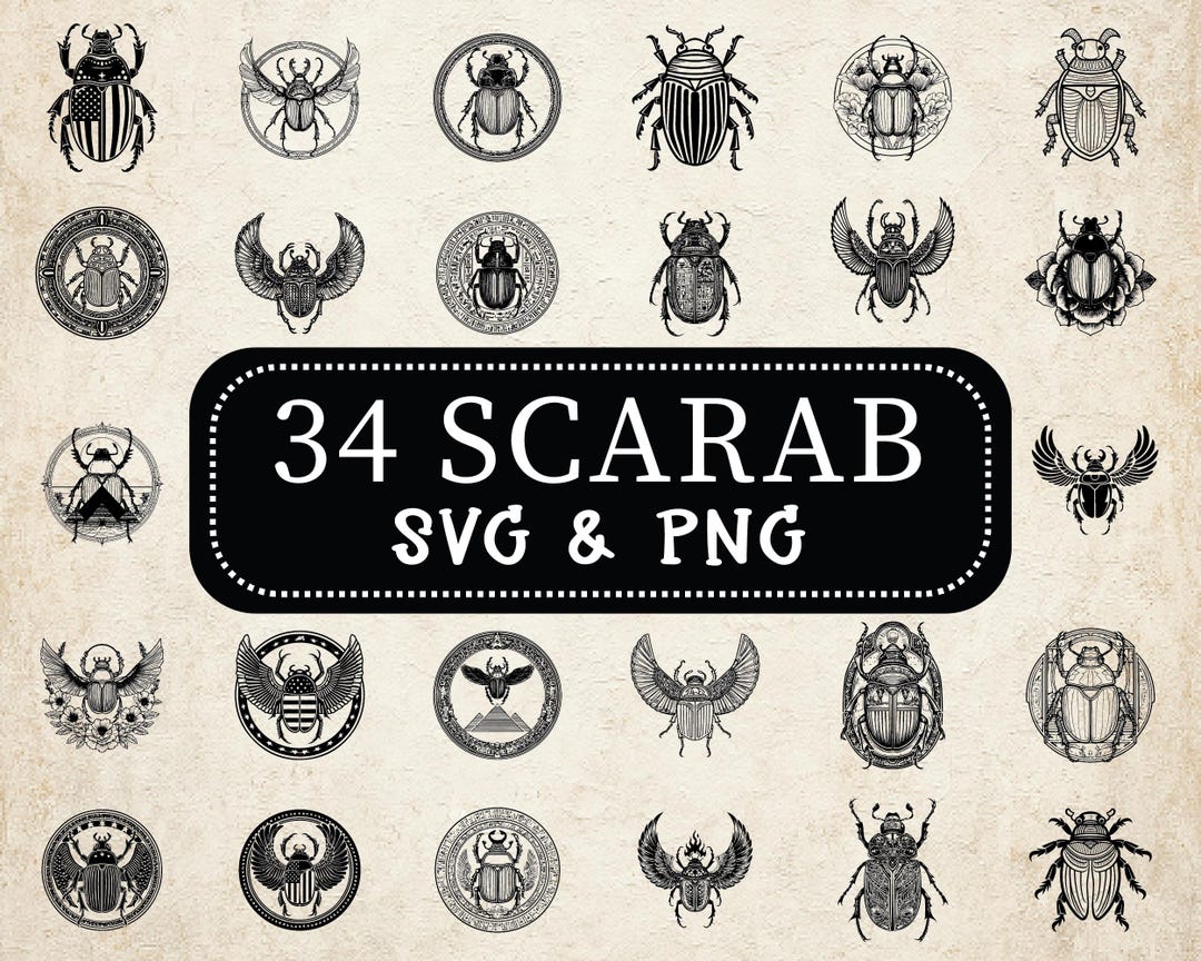 Scarab Beetle SVG PNG Bundle, Egyptian Silhouette Clipart - Etsy UK