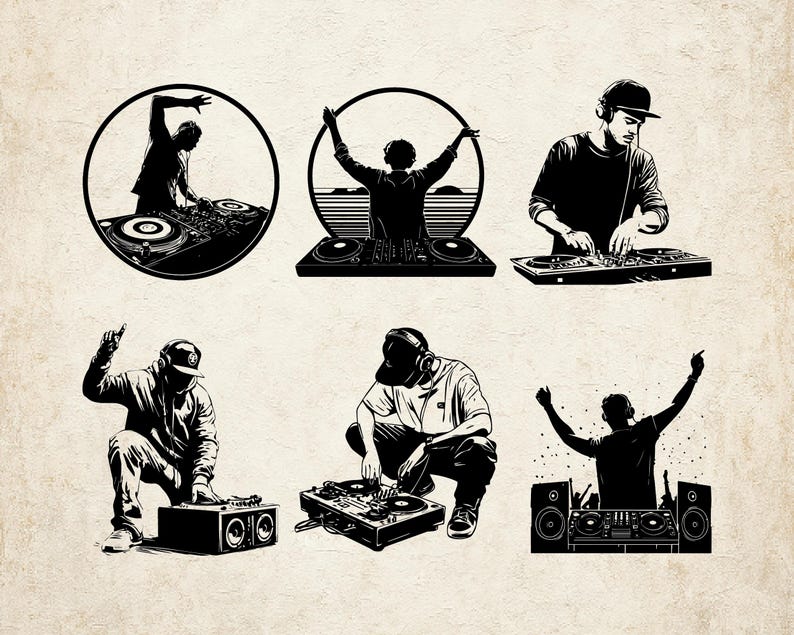 DJ Mixer SVG Clipart: Turntable Silhouette Vector (digital Design) - Etsy