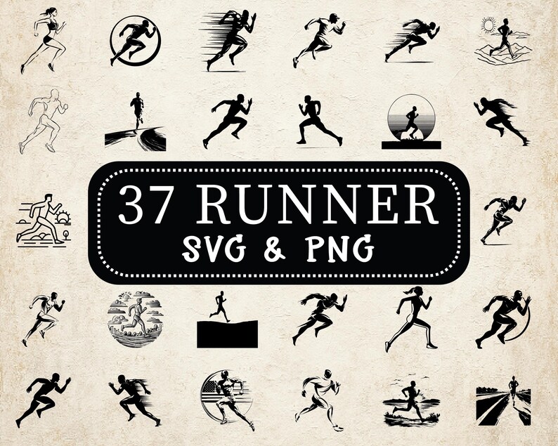 Running Silhouette SVG Bundle: Athlete Jogger Vector Art (digital ...