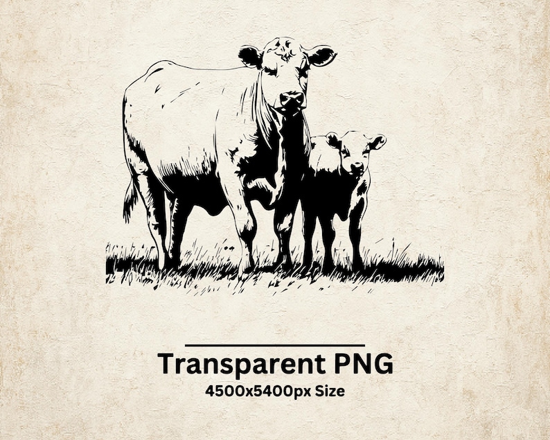 Angus Cow & Calf SVG PNG Bundle: Farm Animal Clipart (digital Download ...