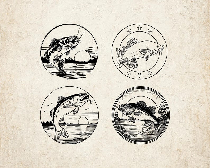 Catfish SVG Bundle: Fishing Clipart, Decal, and Silhouette (digital ...