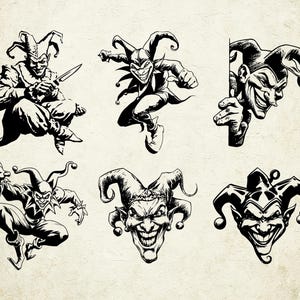 Evil Jester SVG Bundle: Gothic Horror Clipart, Halloween Cut File (PNG ...