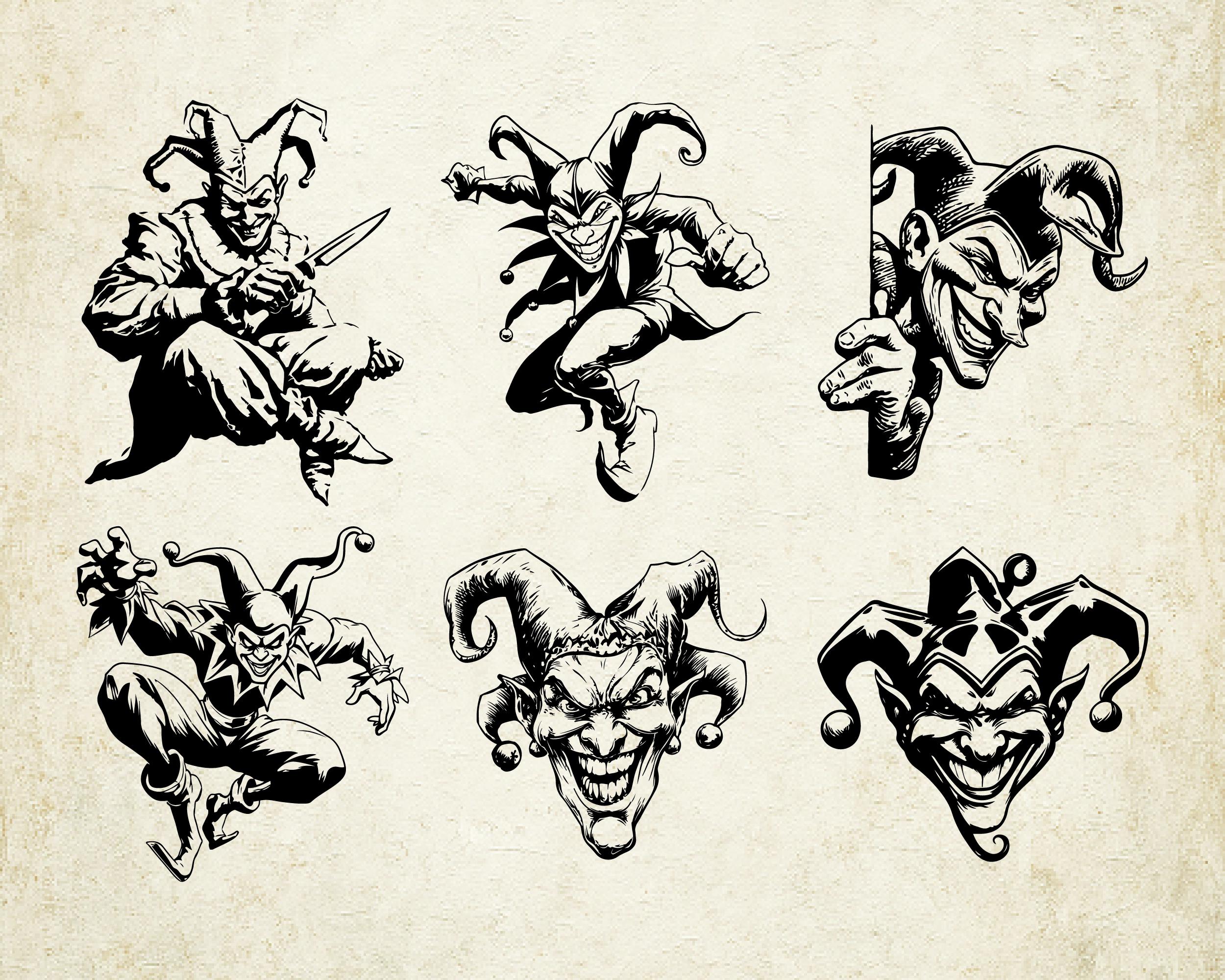 Evil Jester SVG Bundle: Gothic Horror Clipart, Halloween Cut File (PNG ...