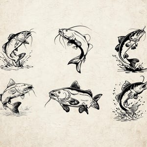 Catfish SVG Bundle: Fishing Clipart, Decal, and Silhouette (digital ...