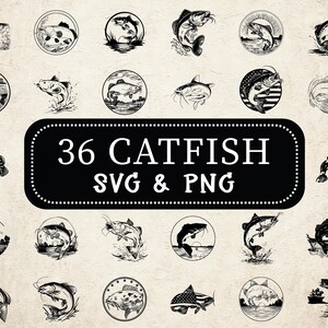 Catfish SVG Bundle: Fishing Clipart, Decal, and Silhouette (digital ...