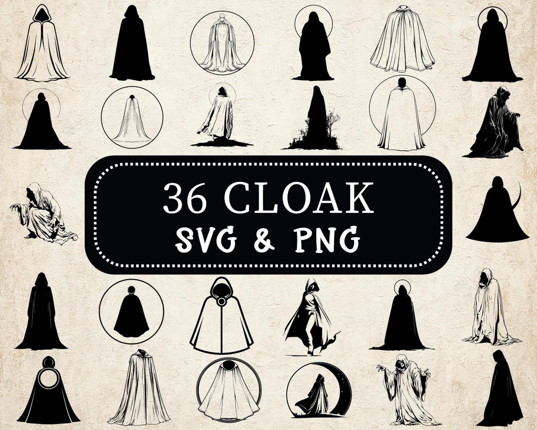 Fantasy Cloak SVG & PNG Bundle: Cricut-ready Silhouette Designs ...