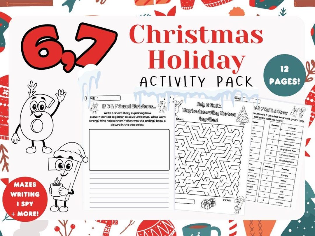 6,7 Christmas Holiday Activity Pack! Printable Activities for ...