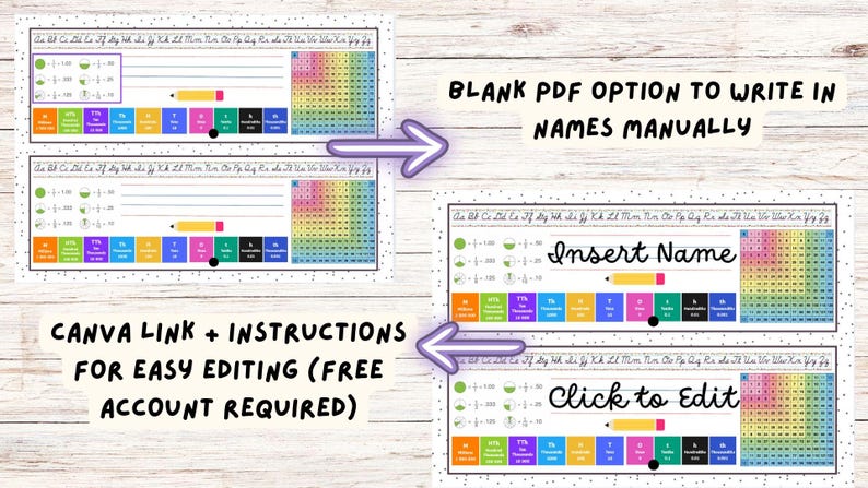 Editable Desk Name Tags for Students | | Cursive Desk Nameplates With ...