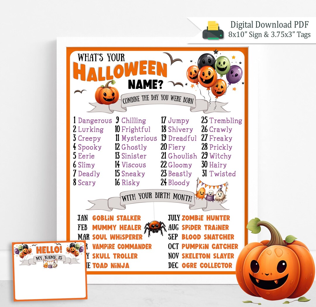 Halloween Name Game: Printable Party Activity (digital Download PDF) - Etsy