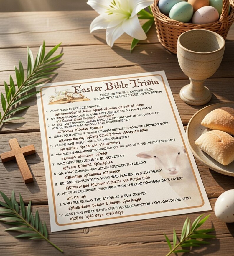 Easter Bible Trivia Printable Easter Activity (PDF Download) - Etsy