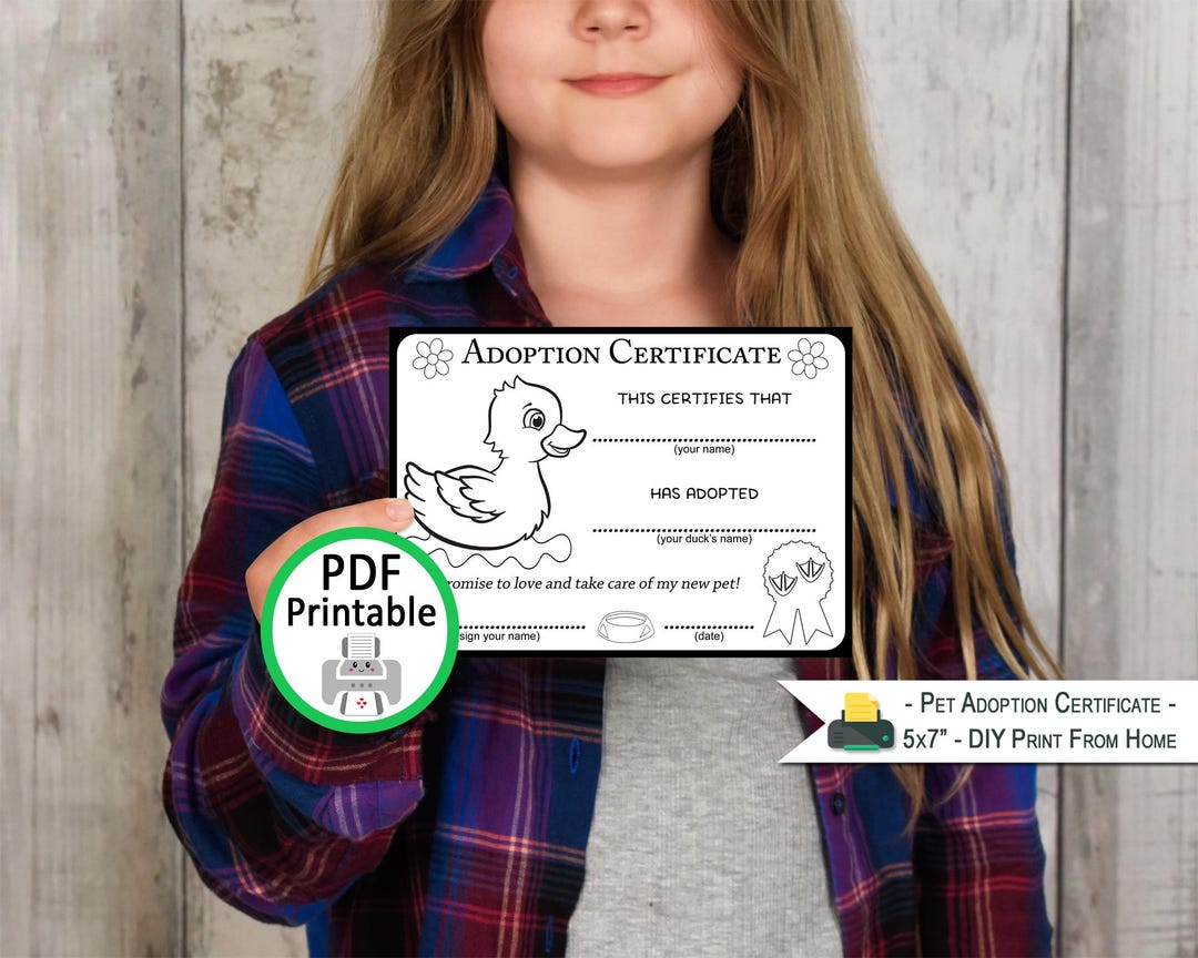 Printable Duck Adoption Certificate & Coloring Pages: (PDF Digital ...