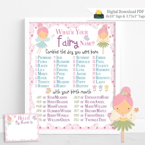 Fairy Name Game: Printable Birthday Party Activity (digital Download ...