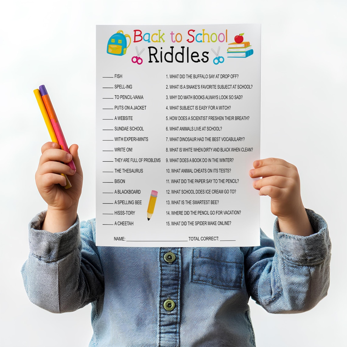 Back to School Riddles Game: Printable Kids Activity (PDF Download ...