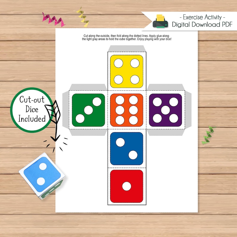 Exercise Dice Game for Kids: Printable Fitness Activity (PDF Digital ...