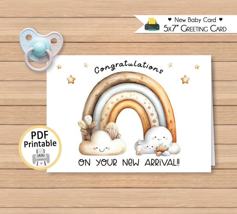 Congratulations New Baby Card - Printable Card 5x7 (digital Download ...