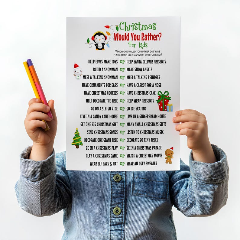 Kids Christmas Would You Rather - Holiday Activity (PDF Download) - Etsy