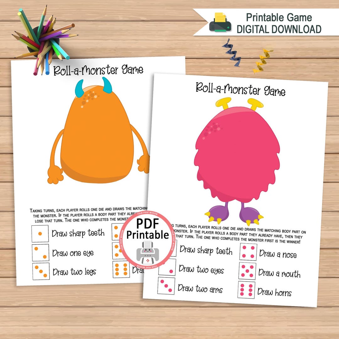 Roll a Monster Dice Game: Printable Halloween Party Activity (PDF ...