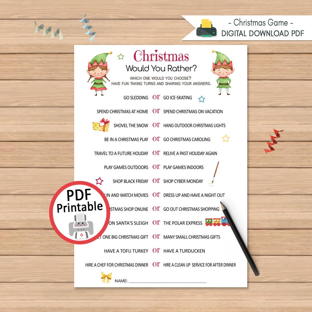 Christmas Would You Rather - Holiday Activity (PDF Download) - Etsy