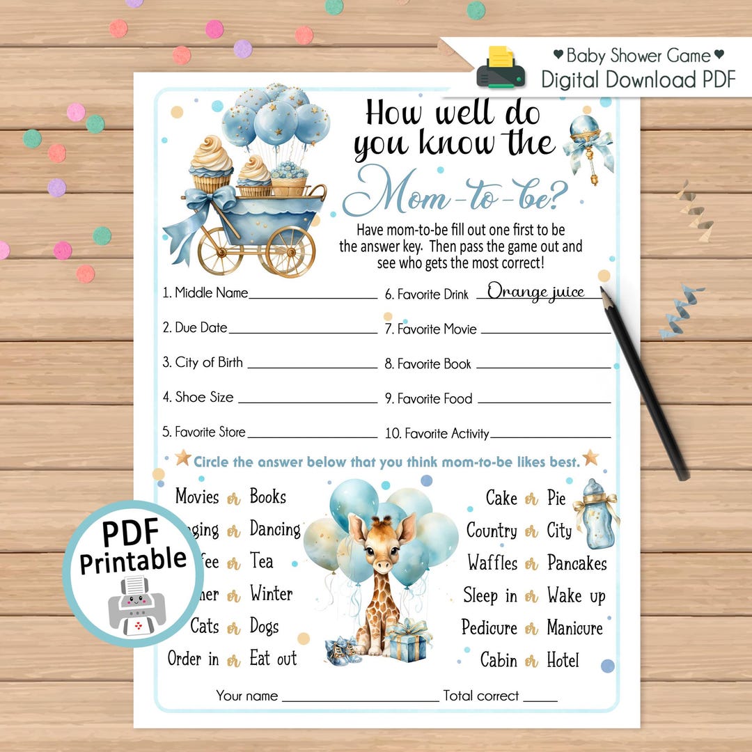 Mom-to-be Printable - Baby Shower Game Activity (PDF Download) - Etsy